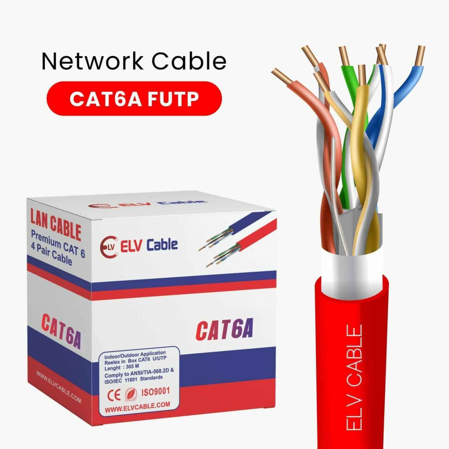 23awg 4pair Cat6a F-Utp Lift Flate Cable Series Green Color - ELV Cables