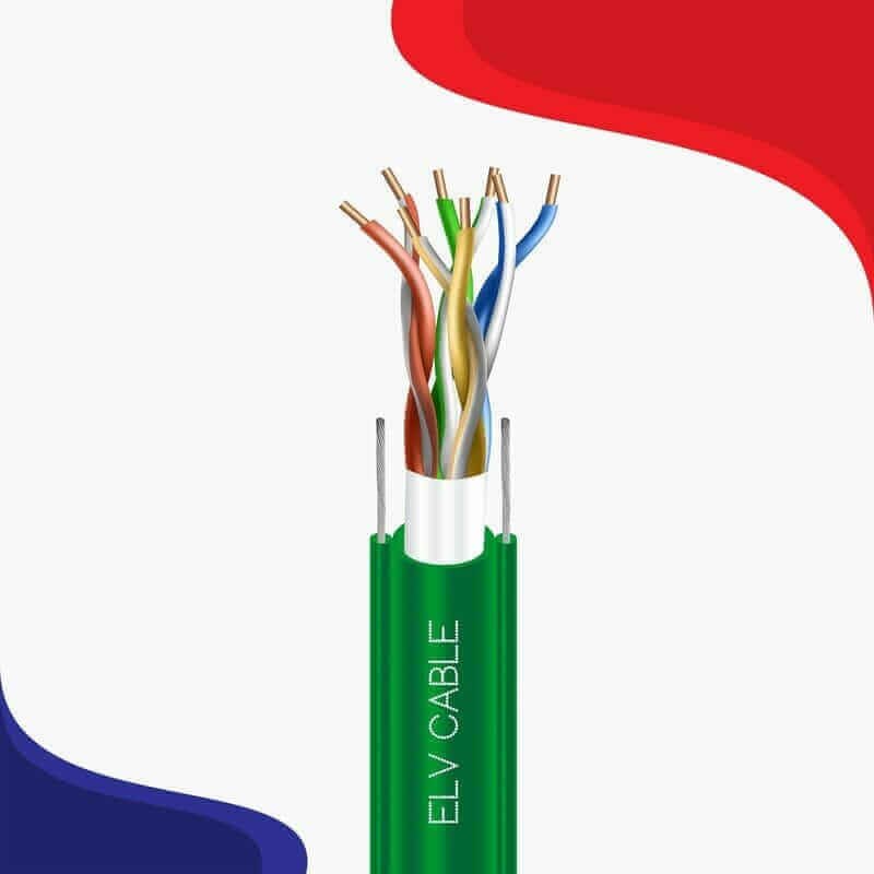 Flat Cable 23awg 4pair Cat6a F-Utp Green Color - ELV Cables